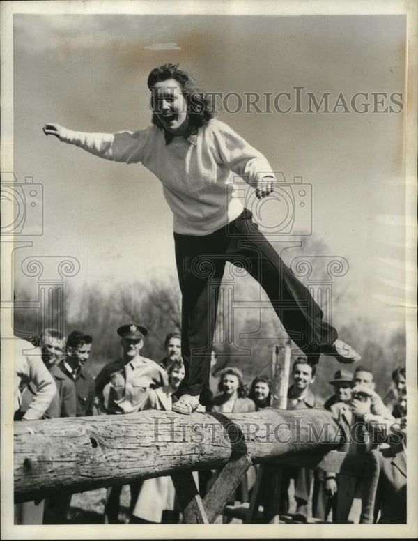 Rosaleen Pifer of Kappa Beta ROTC Competition Doing Log Walk 1942 ...