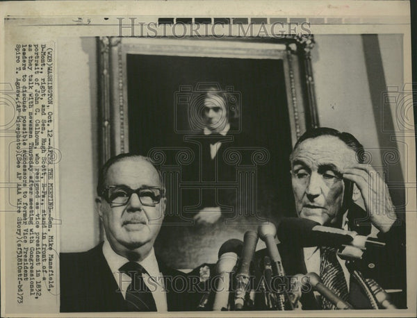 1973 Press Photo Mike Mansfield Hugh Scott Congress - Historic Images