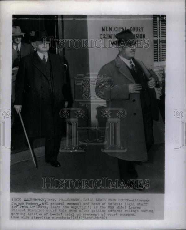 1946 Press Photo Joseph Padway labor lawyer UMW AFL - Historic Images