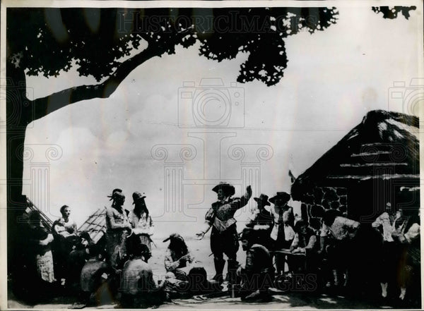 Press Photo Miniature Picture of Negotiations of Peter Minuit In New Y ...