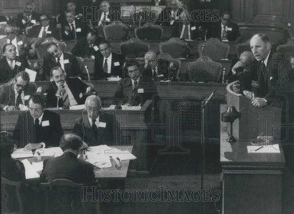 1975, NATO Secretary Joseph Luns Addresses Delegates Copenhagen ...