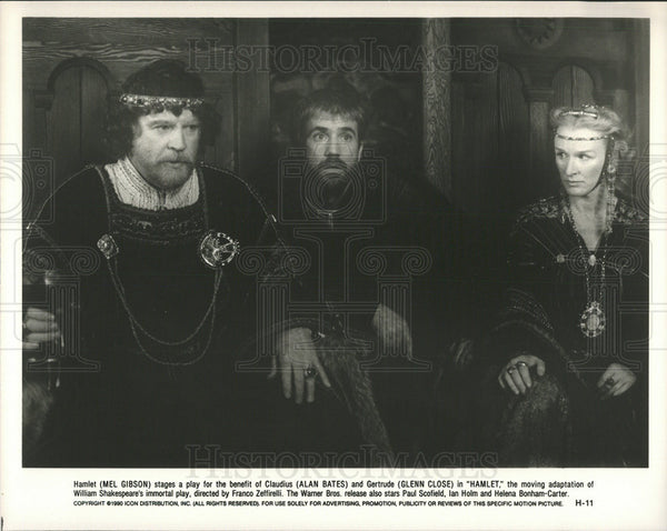 Mel Gibson, Alan Bates and Glenn Close in Hamlet 1990 vintage promo ...