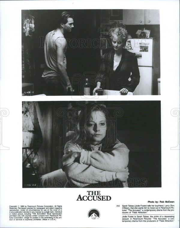 Jodie Foster, Tom O'Brien in The Accused 1988 vintage promo photo print ...