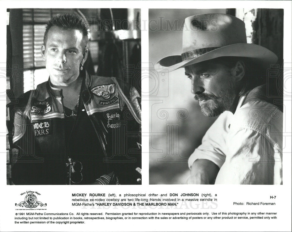 1991 Press Photo Mickey Rourke & Don Johnson - Historic Images