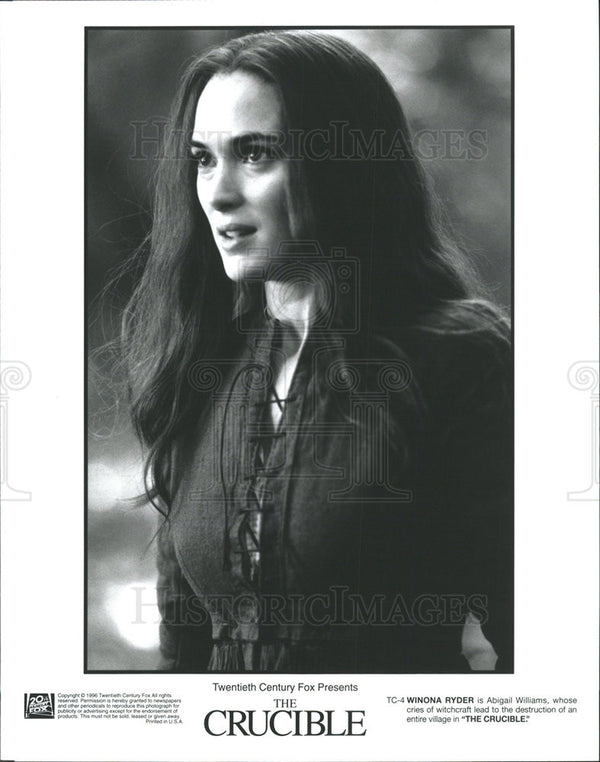 1996 Press Photo Winona Ryder as Abigail Williams in the movie The Cru ...