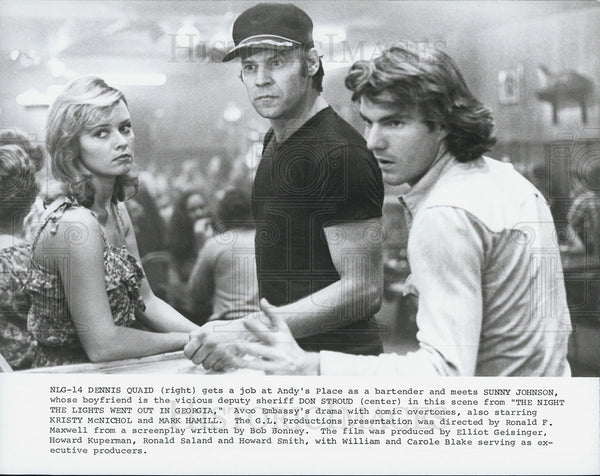 1981 Press Photo Actors Dennis Quaid, Sunny Johnson And Don Stroud In ...