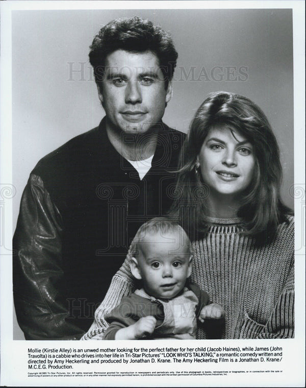 1989 Press Photo Kirstie Alley, Jacob Haines and John Travolta ...