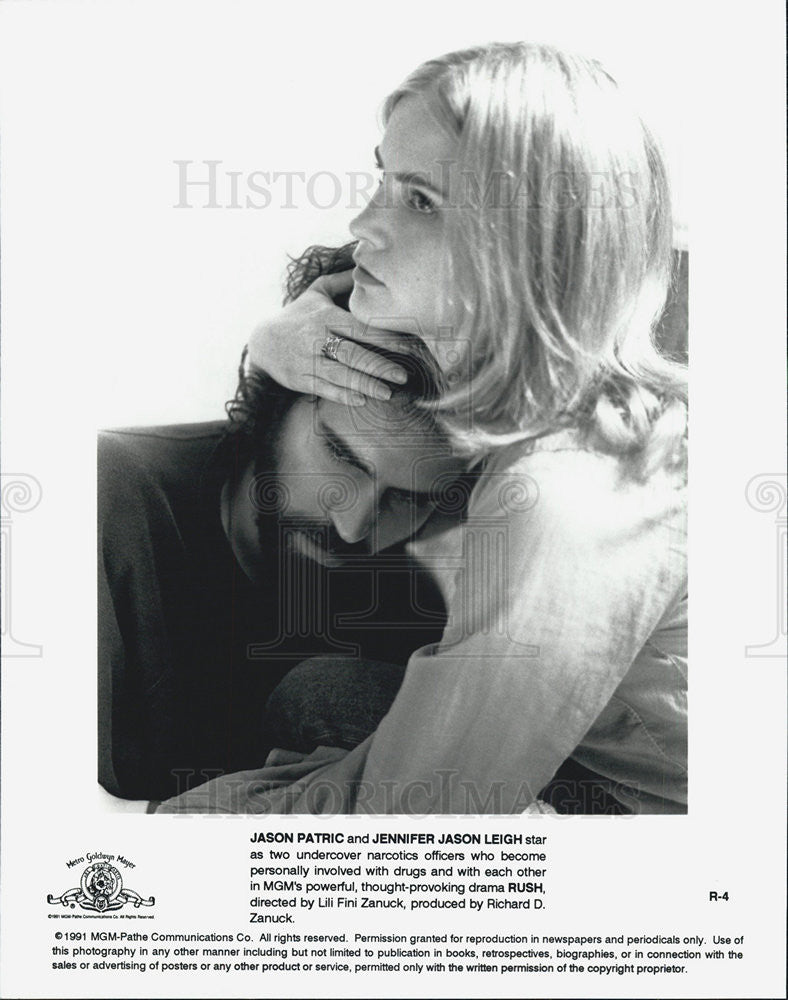1991 Press Photo Jason Patric Actor Jennifer Jason Leigh Actress Rush ...