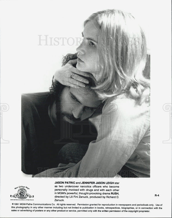 1991 Press Photo Jason Patric Actor Jennifer Jason Leigh Actress Rush ...