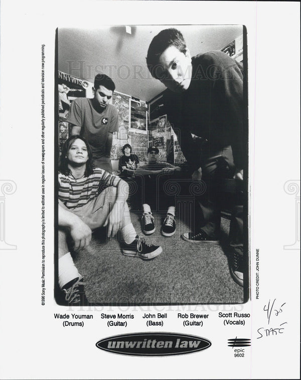 1996 Press Photo Unwritten Law Wade Youman Steve Morris John Bell Rob ...