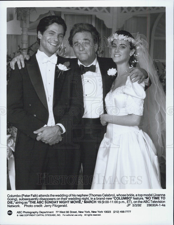 1992 Press Photo Actors Peter Falk ,Thomas Calabro and Actress Joana G ...