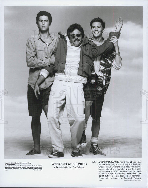 1989 Press Photo Andrew McCarthy Jonathan Silverman Terry Kiser Weeken ...