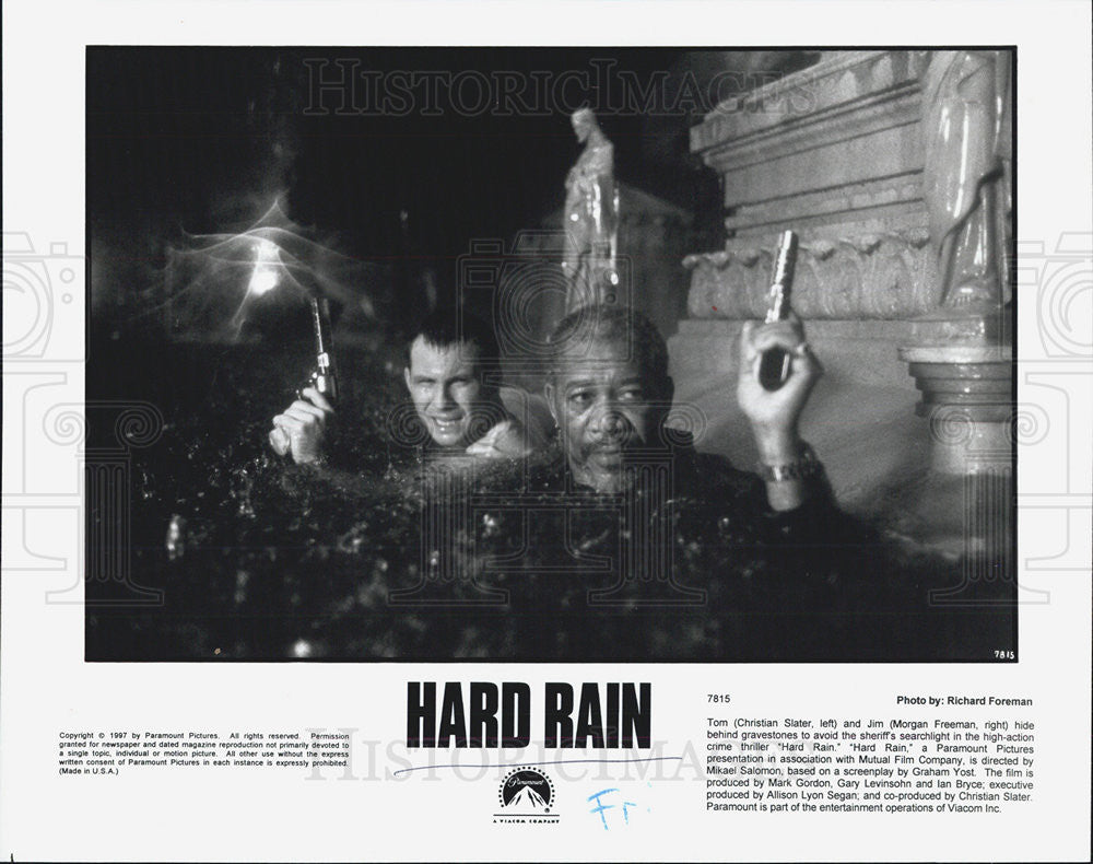 Hard Rain Film Actor Christian Slater Morgan Freeman 1997 vintage promo ...