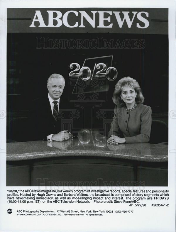 /20 Hugh Downs & Barbara Walters 1990 vintage promo photo print ...