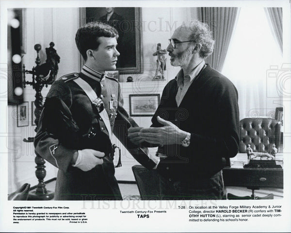 Actor Tim Hutton With Director Harold Becker On Location Taps 1981 ...