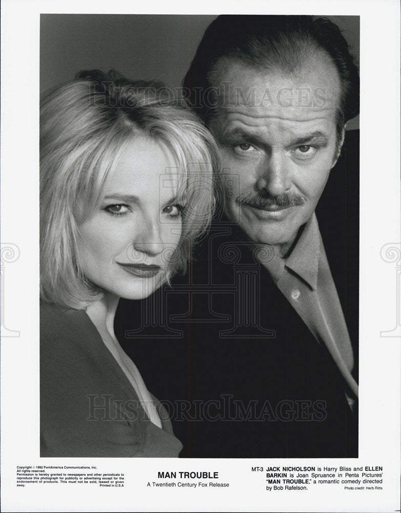 Jack Nicholson, Ellen Barkin in Man Trouble 1992 vintage promo photo print - Historic Images