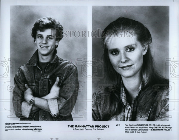 1986 Press Photo "The Manhattan Project" Christopher Collet, Cynthia N ...