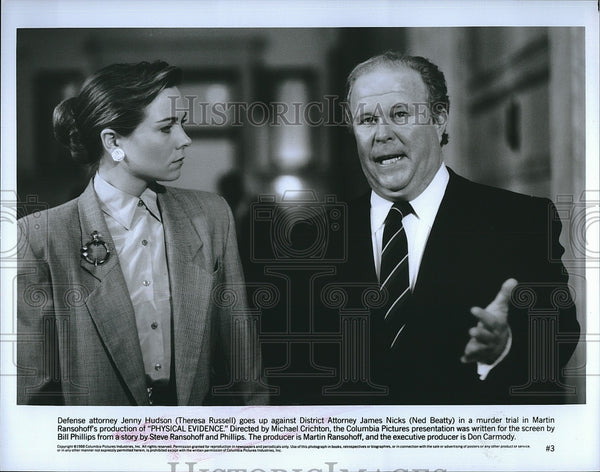 1988 Press Photo "Physical Evidence" Theresa Russell & Ned Beatty ...