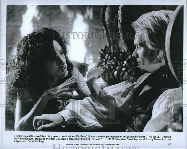 1985 Press Photo "The Bride" Jennifer Beals & Sting - Historic Images