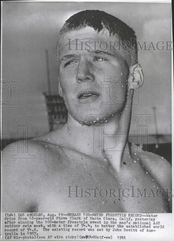 1961 Santa Clara Champ Swimmer Steve Clark - Historic Images