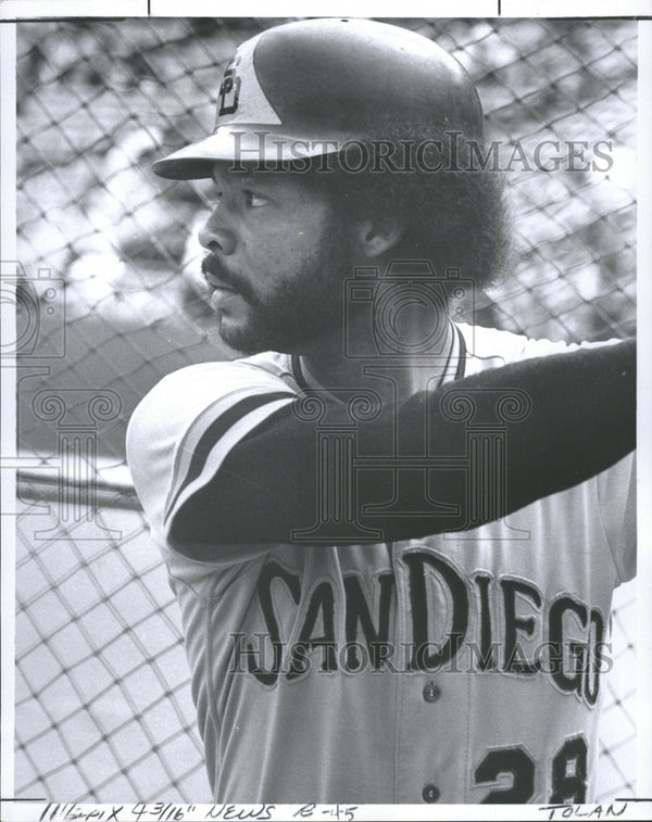 1975 San Diego Padres Outfielder Bobby Tolan In Batting Cage - Historic ...