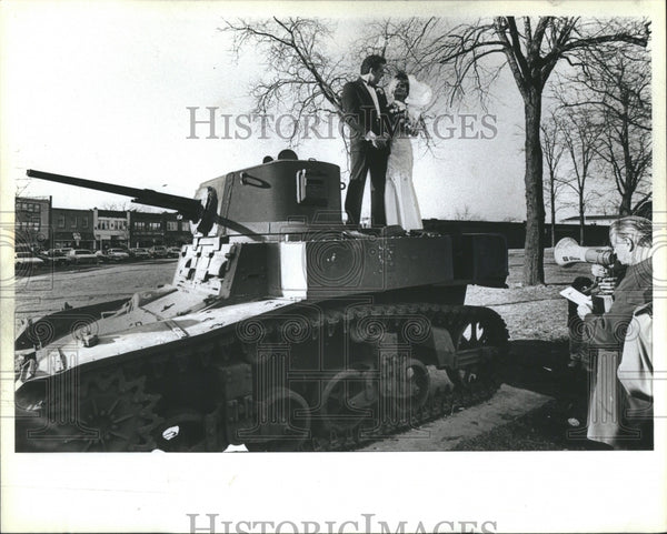 1988 Vows atop M-3 Stuart army tank - Historic Images