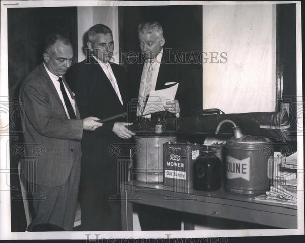 1963 arson squad gasoline cans bottles raid - Historic Images