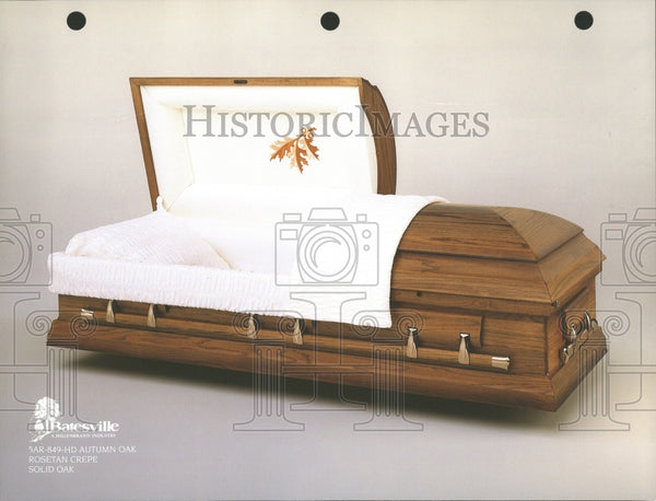 Press Photo Batesville Wooden Oak Casket/Burial/Death - Historic Images