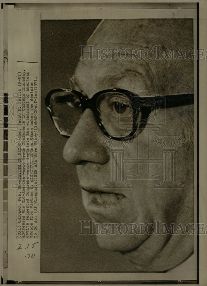 1971 Press Photo Senator Javits Jacob - RRW09719 - Historic Images