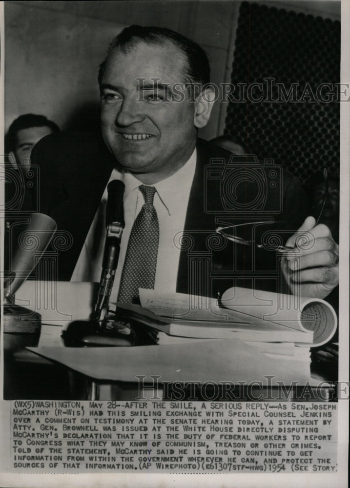 1954 Press Photo Joseph McCarthy American Politician - RRW12563 - Historic Images