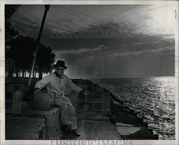 1961 Press Photo Montrose Harbor Man Trolling Fish - RRW63137 ...