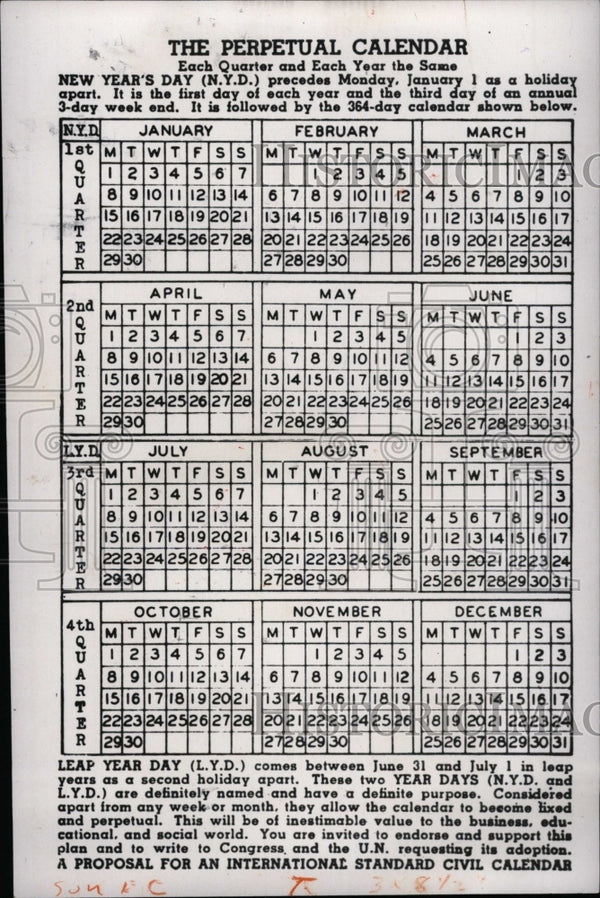 1969 Press Photo Perpetual Calender Quarter Year Month - RRW75197 ...