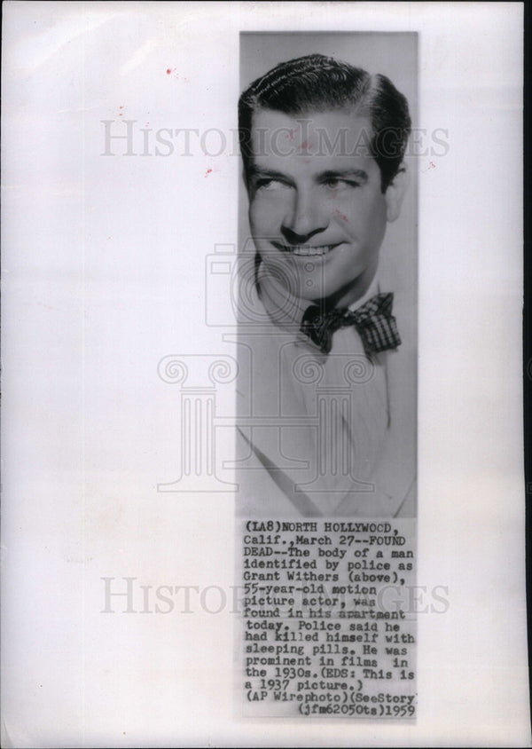 1959 Grant Withers police Prominent body - Historic Images