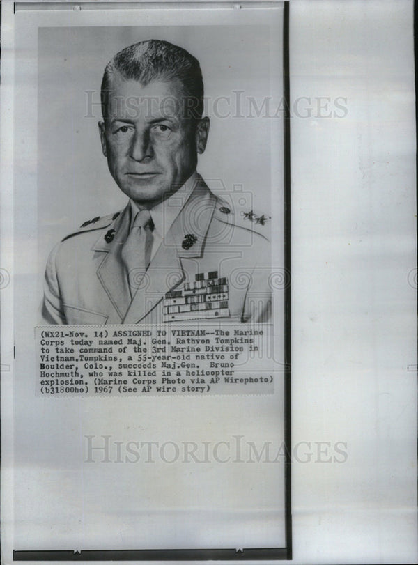 1967 Press Photo Marine Officer Maj. Gen. Rathvon Tompkins - Historic ...