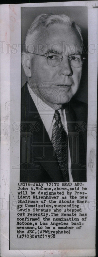 1958 President Eisenhower John McCone Energ - Historic Images