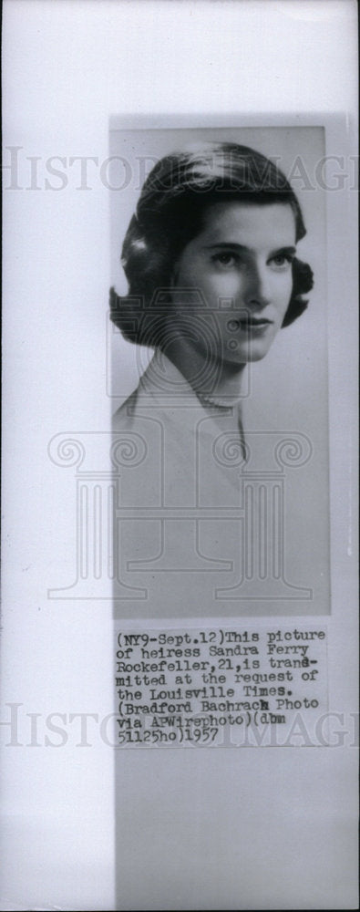 1957 Heiress Sandra Ferry Rockfeller Louis - Historic Images