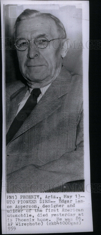 1959 Edgar Lan automobile designer builder - Historic Images