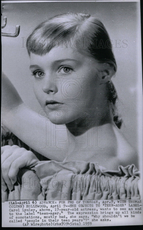 1959 Carol Lynley Hollywood Teenage Actress - Historic Images