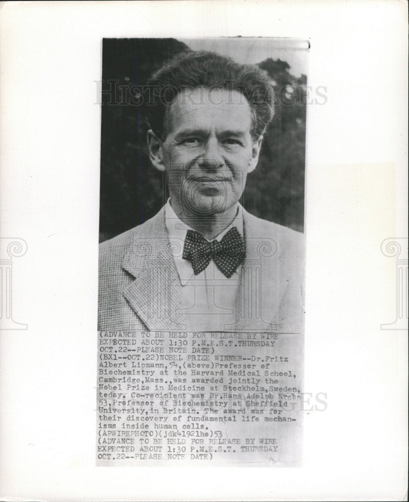 1953 Dr. Fritz Albert Lipmann Nobel Prize - Historic Images