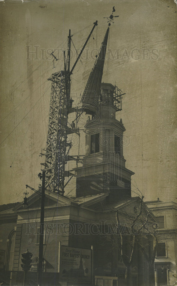 1938 First Baptist Church tower top Swung - Historic Images