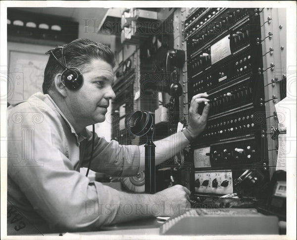 1961 Ship Shore Radio Operator Dale Long - Historic Images