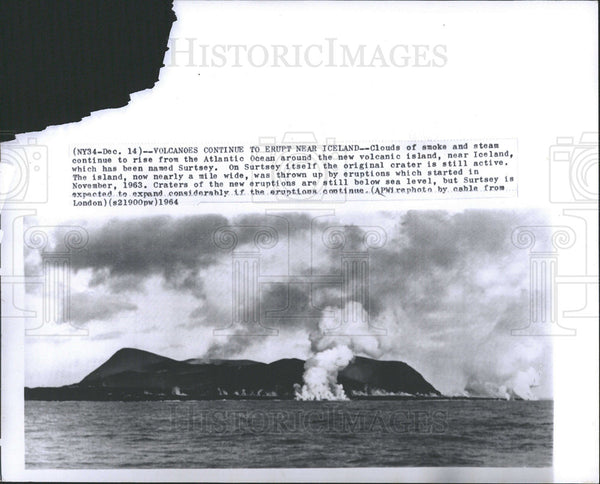 1964 Press Photo Volcanic Island Atlantic Ocean steam - Historic Images