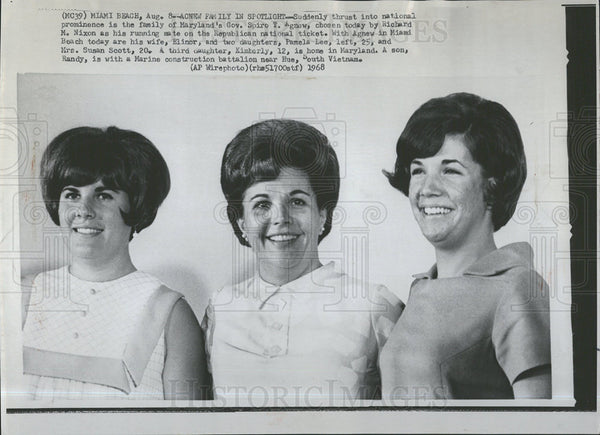 1968PressphotoWife of Gov.Spiro T.Agnew & his daughters - Historic Images
