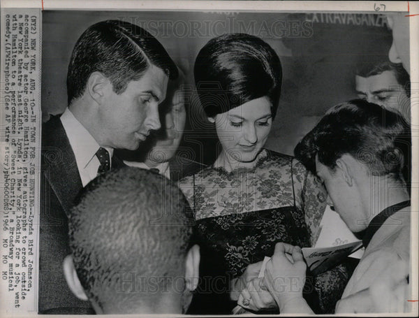 1966 Press Photo Lynda Bird Johnson George Hamilton - Historic Images