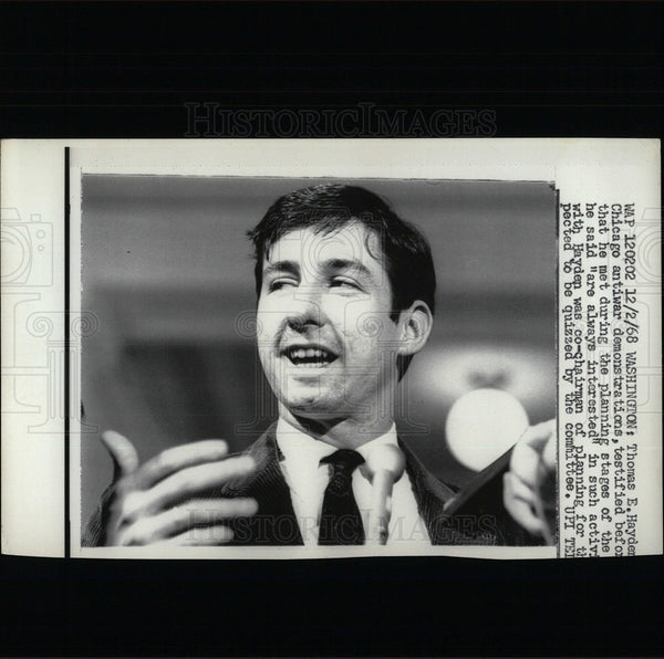 1968 Press Photo Thomas Hayden Chicago Anti War - Historic Images