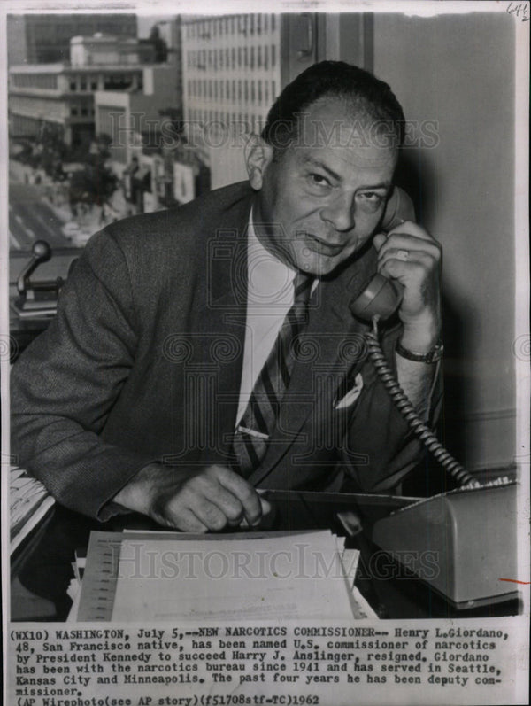 1962 Press Photo New Narcotics Comm.Henry Giordano - Historic Images