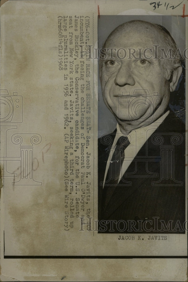 1969 Press Photo Sen Jacob K Javits Politician- RSA03389 - Historic Images
