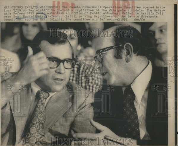 1975 Press Photo Senators Howard Baker & Sam Dash Water- RSA53009 ...