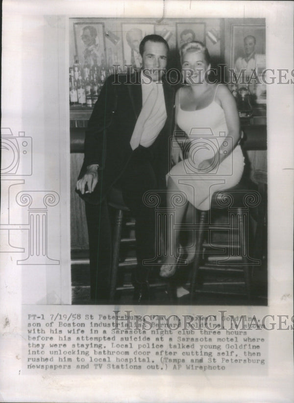 1958 Goldfine and wife before he committed suicide. - Historic Images