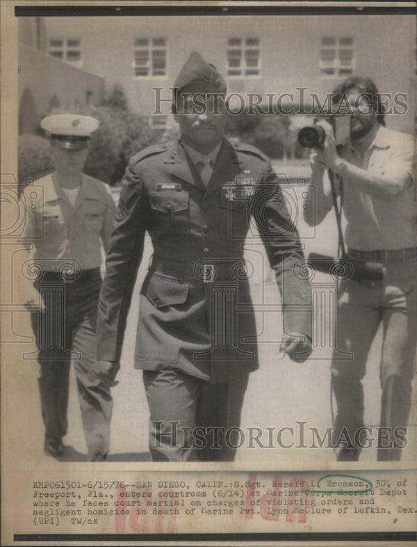 1976 S. Sgt. Harold Bronson enters courtroom face court martial ...